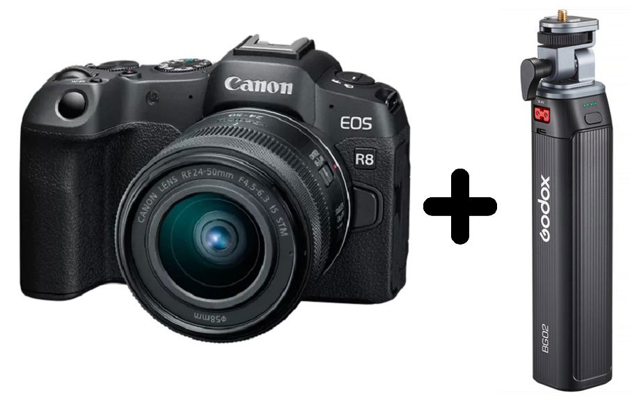 كاميرا كانون EOS R8 مع عدسة RF24-50mm F4.5-6.3 IS STM + هدية مجانية ...